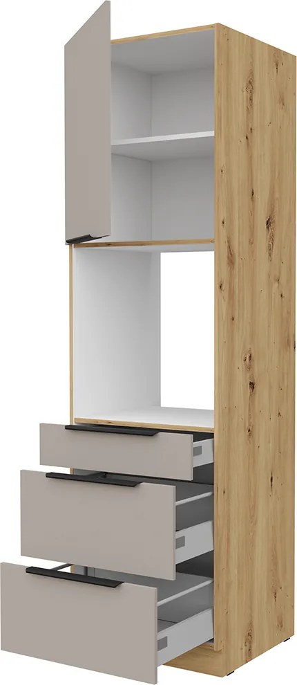 ARIA li | vysoká skříňka 60 DPS-210 3S1F na vestavnou troubu | PREMIUM BOX | 60 cm | ANTI FINGERPRINT povrch | artisan/béžová
