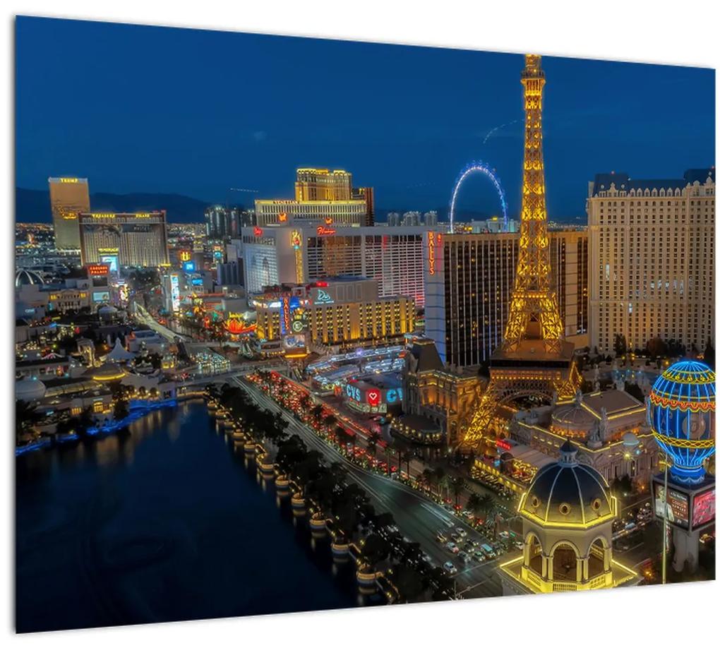 Skleněný obraz nočního Las Vegas (70x50 cm)