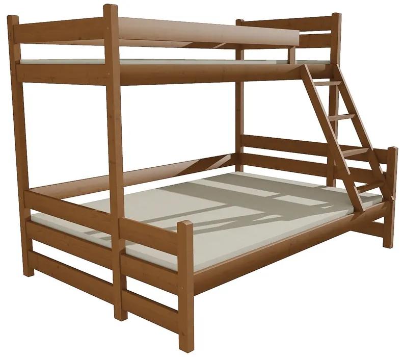 Vomaks Patrová postel s rozšířeným spodním lůžkem PPS 004 100/120 x 200 cm moření olše vpravo (vyobrazeno)