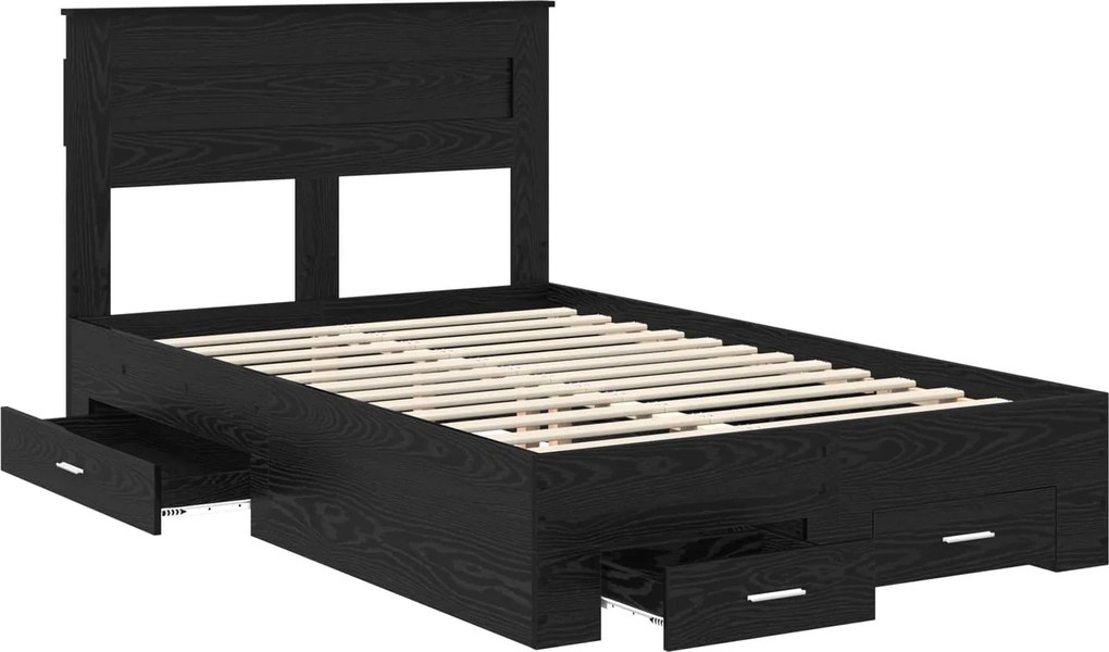 Rám postele se zásuvkou Černý dub 135 x 190 cm Kompozitní dřevo 3409996