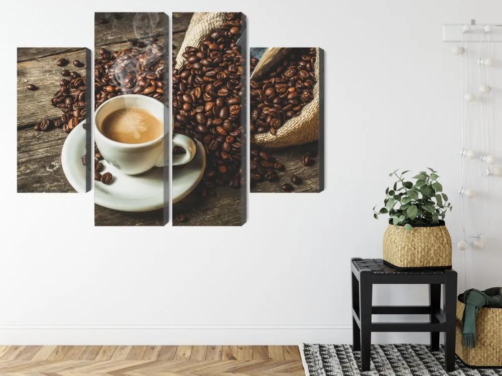 Vícedílný obraz Šálek Horké Kávy Nedostatek Nedostatek Přírodní plátno 80x60