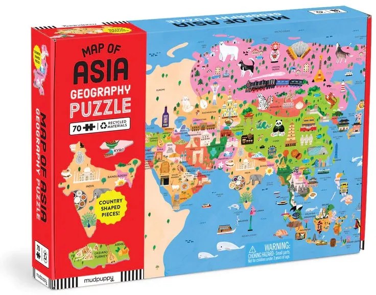Mudpuppy Zeměpisné puzzle Mapa Asie 70 dílků