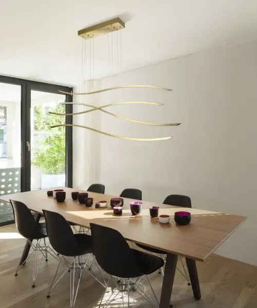 Designový lustr Waves stmívatelný zlaté