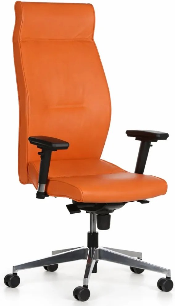 Kožené kancelářské křeslo MEGA, pravá kůže, oranžové