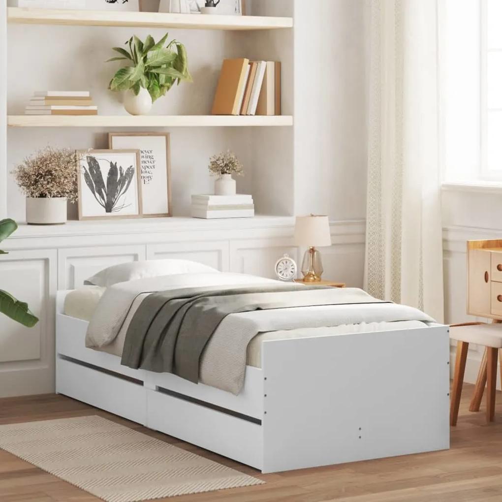 vidaXL Rám postele se zásuvkami 90 x 190 cm [3207352] Barva: Bílá
