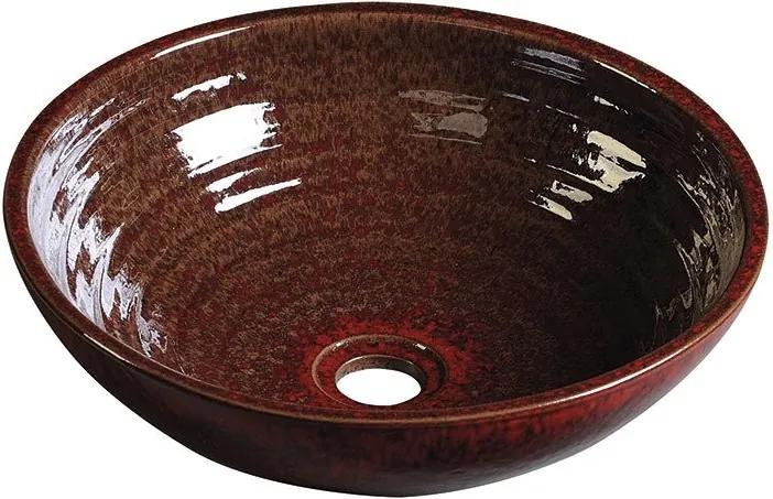Sapho ATTILA keramické umyvadlo, průměr 46cm, purpurově červená DK013