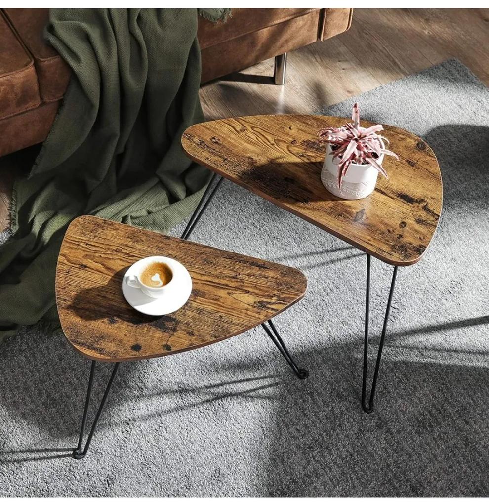 VASAGLE LNT012B01 konferenční stolek na kávu 2 ks - rustikální styl