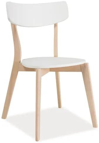 Casarredo Jídelní židle v bílé barvě a dekoru dub bělený KN437