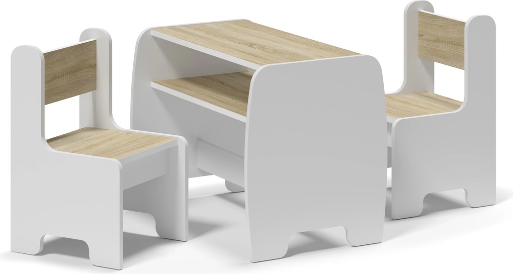 Wooden Toys Stolek se židlemi, sada BÍLÁ mix SONOMA