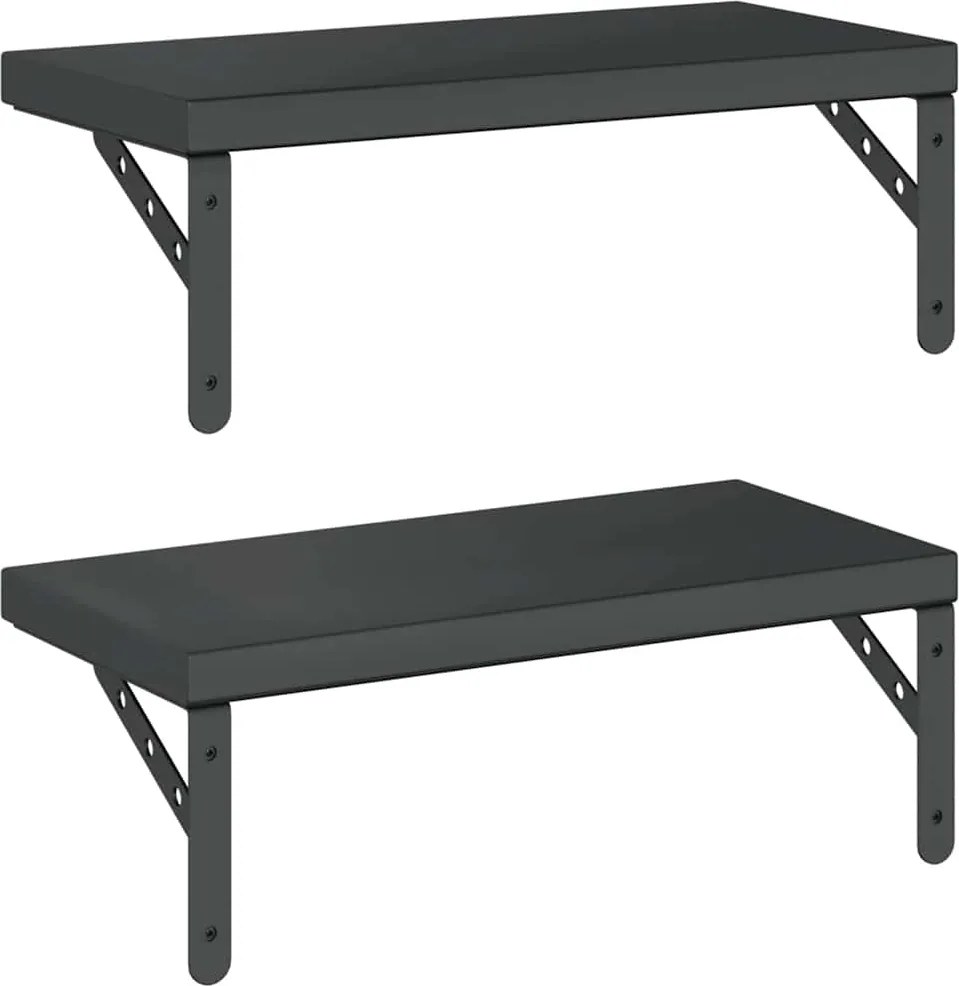 Nástěnné police 2 ks 50 x 23,5 cm černé nerezová ocel 3214519