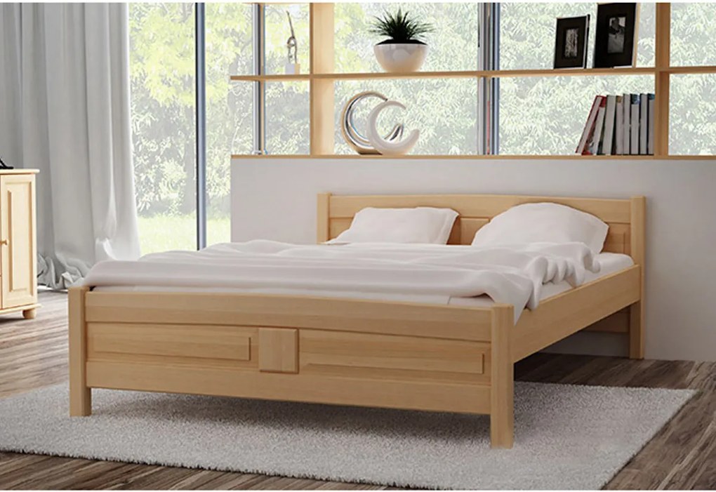 Vyvýšená postel Joana + pěnová matrace COMFORT 14 cm + rošt ZDARMA, 90 x 200 cm, přírodní-lak