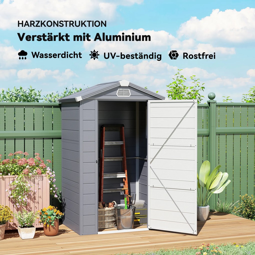 Outsunny Zahradní domek, 1,1 m², zahradní domek se sedlovou střechou, 133 x 102 x 180/208 cm