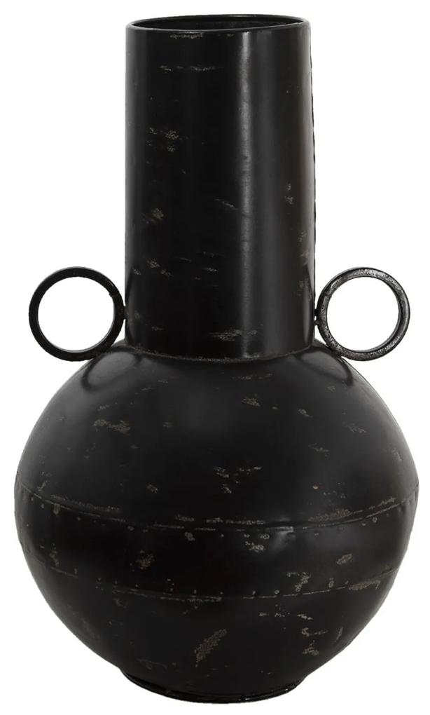 Černá kovová dekorační váza s odřením Tinn - Ø 26*42 cm