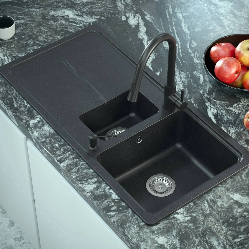 Kuchyňská dřezová baterie QUADRON JULIA s vytahovací sprchou černá matná