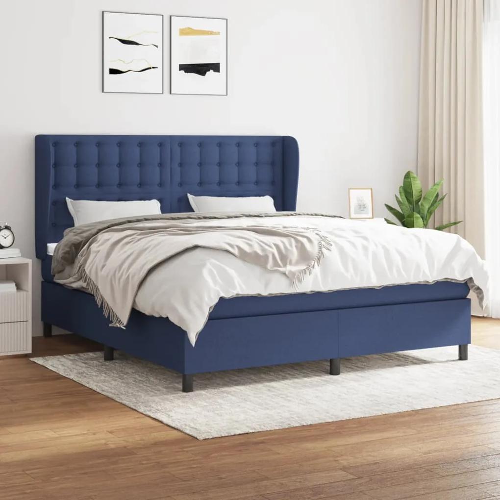 Box spring postel s matrací modrá 180x200 cm textil,  3128307