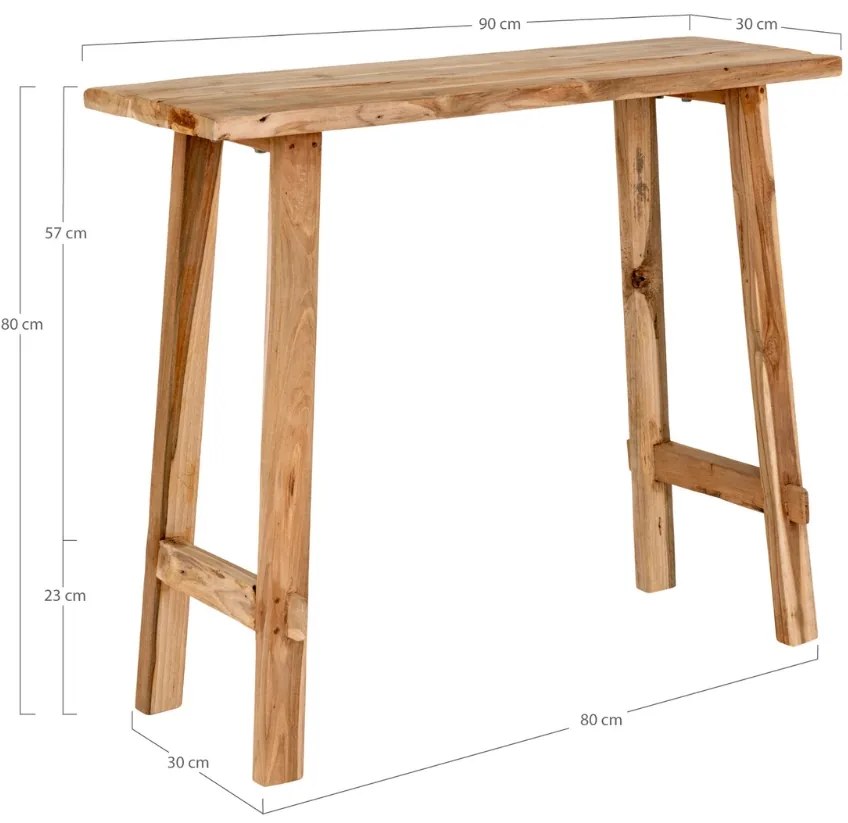 OnaDnes -20% Nordic Living Masivní teakový toaletní stolek Gibor 90 x 30 cm