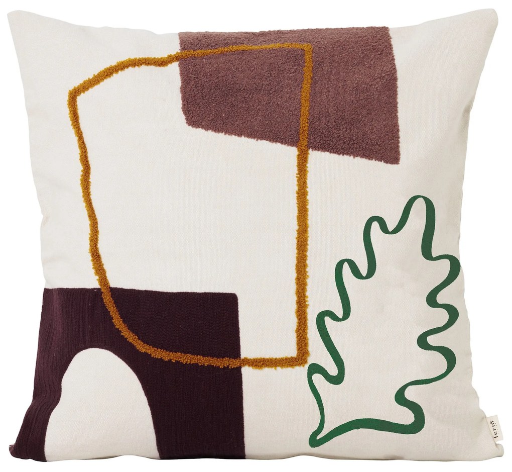 ferm LIVING Polštář s výplní Mirage 50x50cm, hnědá barva, krémová barva, textil