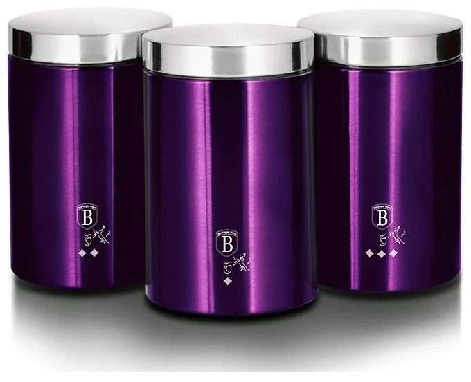 BERLINGERHAUS Dóza na potraviny sada 3 ks Purple Metallic Line BH-6827