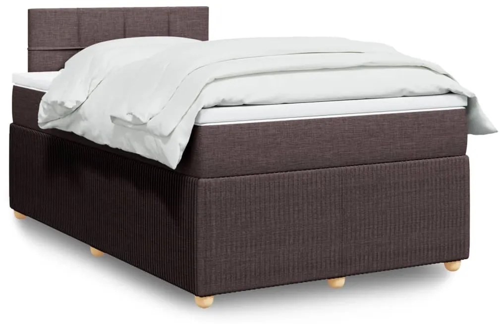 Box spring postel s matrací tmavě hnědá 120x190 cm textil