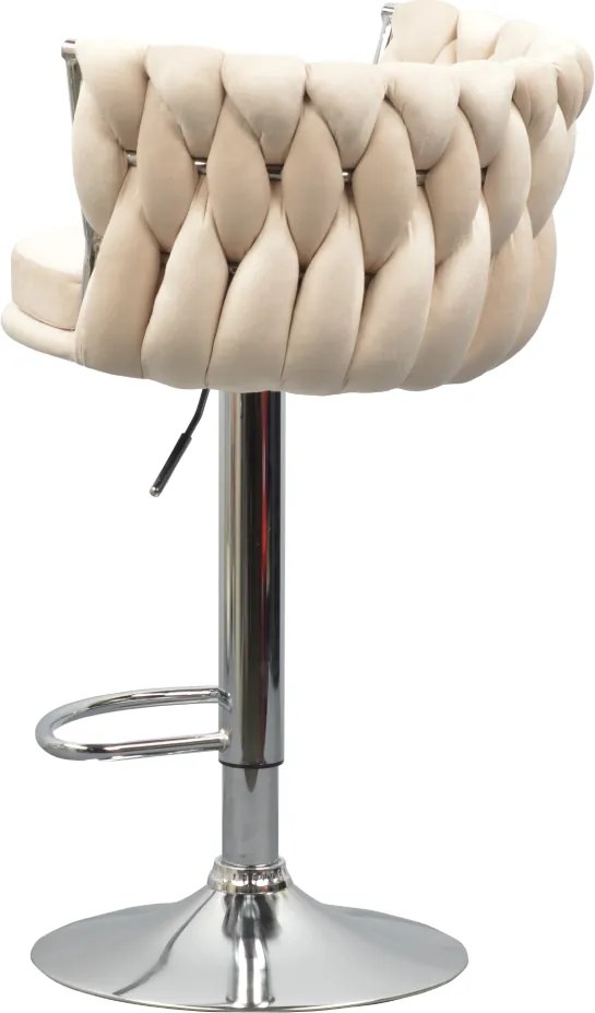 Designová barová židle, béžová Velvet látka/chrom, BRIN