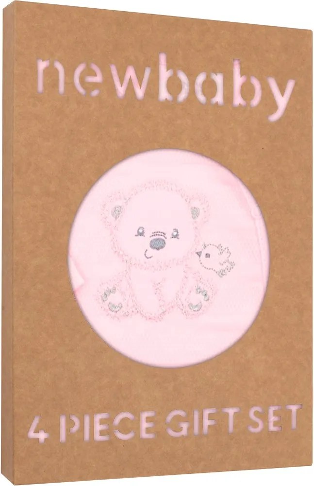 Kojenecká soupravička do porodnice New Baby Sweet Bear růžová, vel. 56 (0-3m)