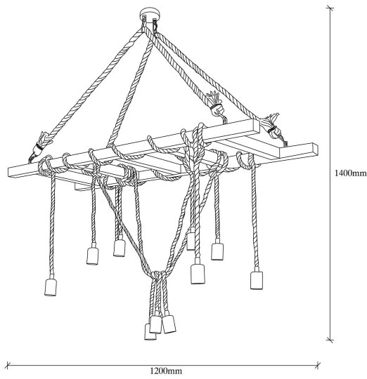 Lustr na lanku EREBOS 12xE27/40W/230V hnědá