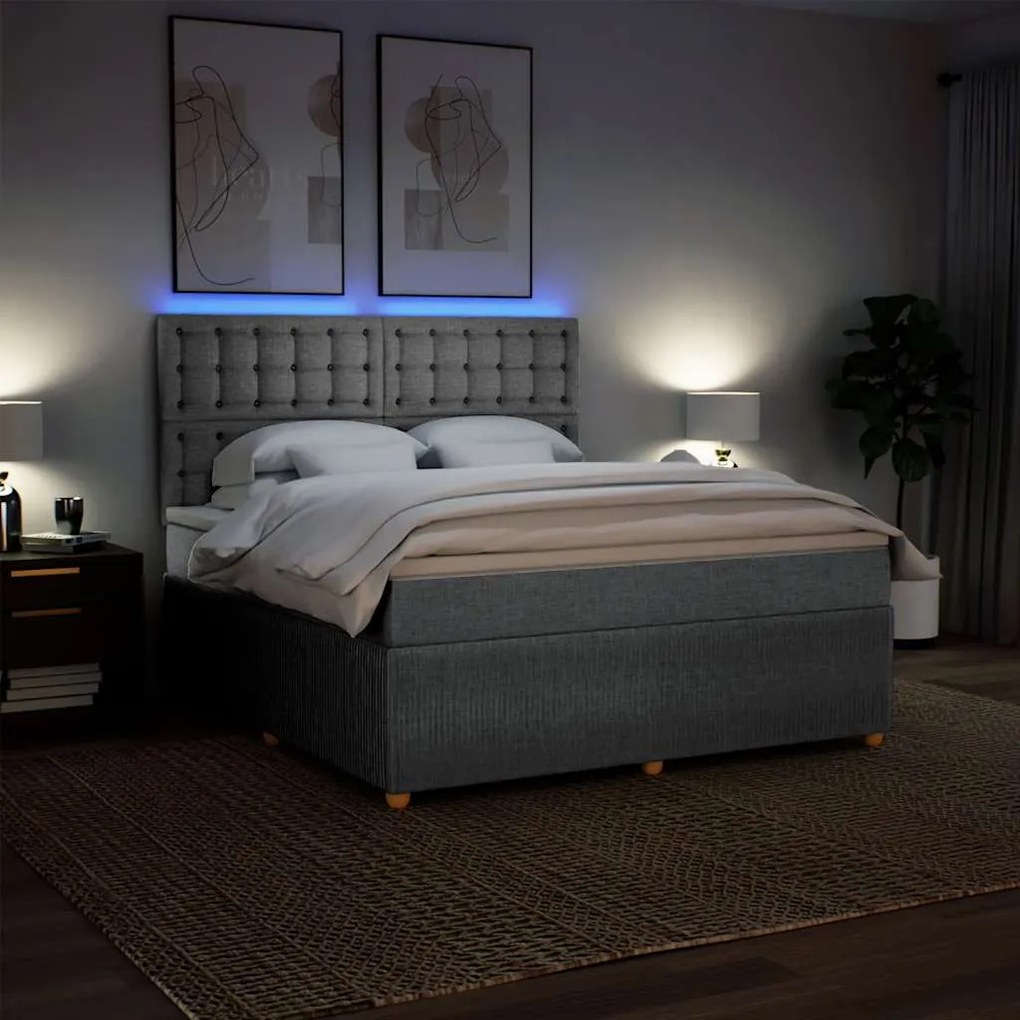 Box spring postel s matrací světle šedá 180 x 200 cm textil 3294449