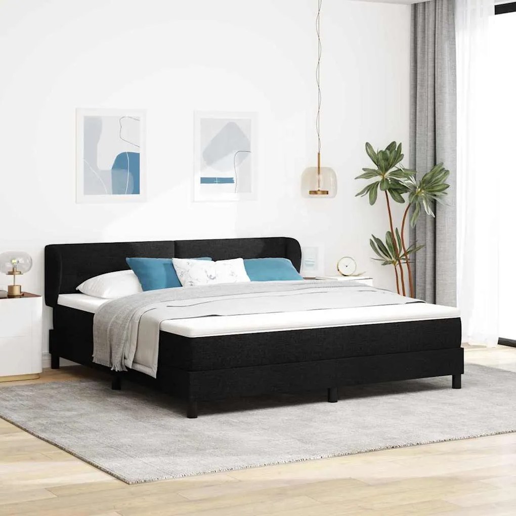 Postel s boxspringem s čelo Černá 180 x 200 cm textil 3340040