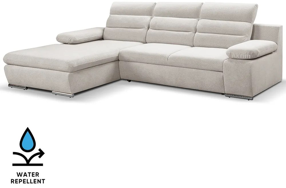 Sedací souprava GRECO MINI | 185x278 cm | LEVÁ | 02 šedobílá WATER REPELLENT | rozkládací + úložný prostor