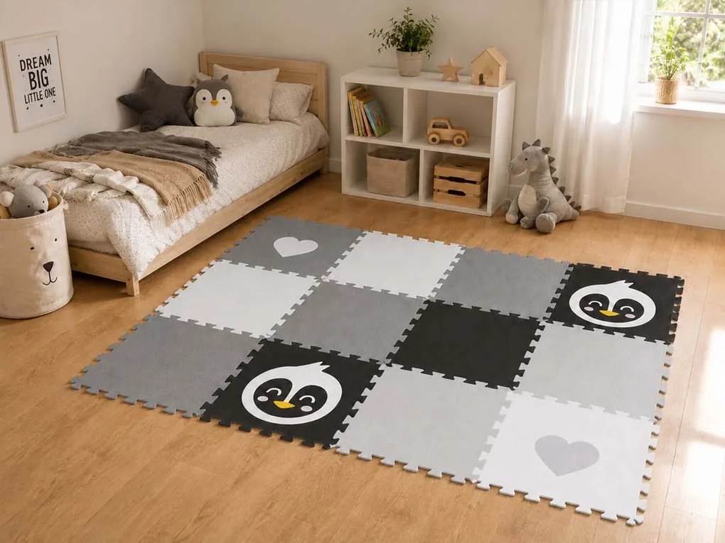 Hrací pěnové puzzle do dětského pokoje 12 dílů TUČŇÁK SE SRDCEM