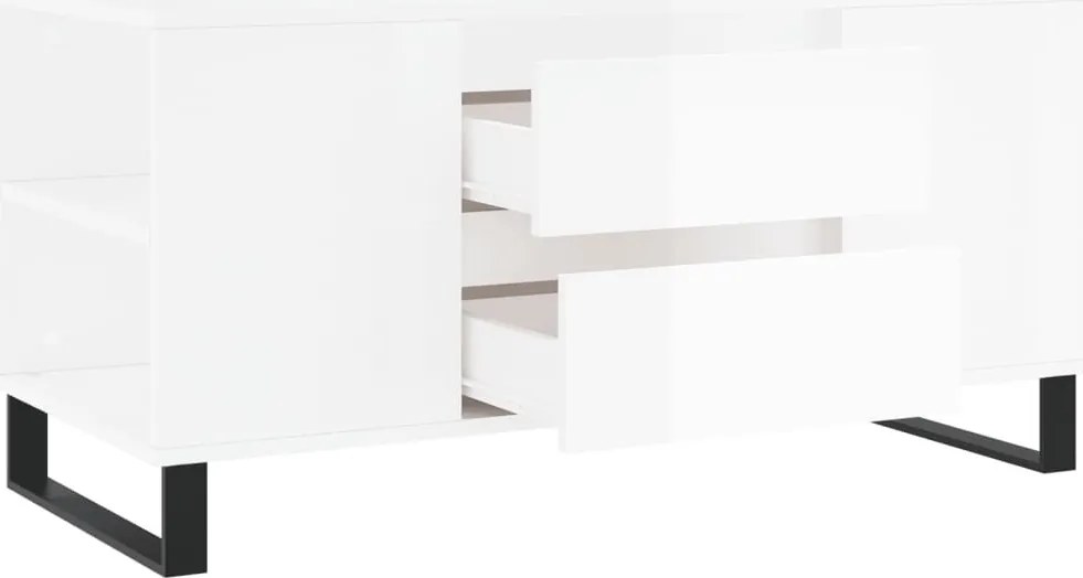 vidaXL Konferenční stolek 102x44,5x50 cm kompozitní dřevo [831006] Barva: bílá s vysokým leskem