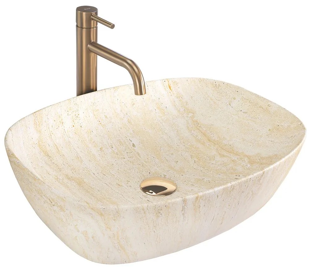 Rea Freja, umyvadlo na desku 512x396x137mm, imitace kamene-travertin matný, REA-U6689