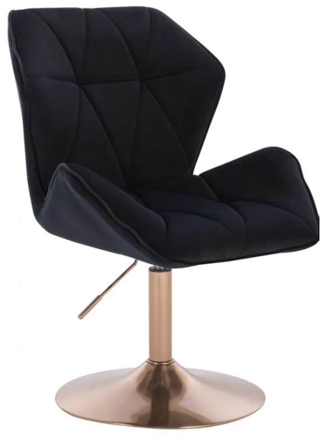 LuxuryForm DESIGN Otočná židle MILANO MAX VELUR na zlatém talíři - černá
