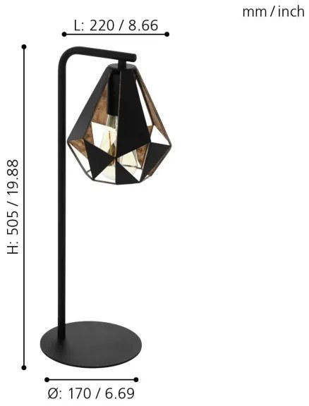 Eglo 43058 - Stolní lampa CARLTON 1xE27/60W/230V