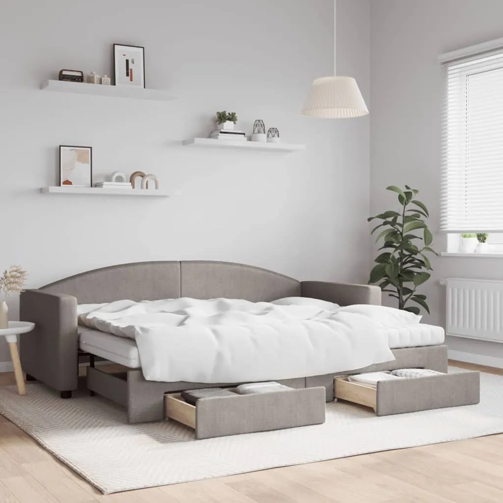 Válenda s přistýlkou a zásuvkami taupe 80 x 200 cm textil 3197240