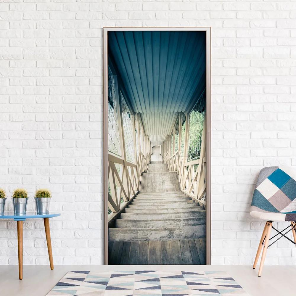 Fototapeta na dveře Bimago - Wooden Vintage Stairway + lepidlo zdarma 100x210 cm
