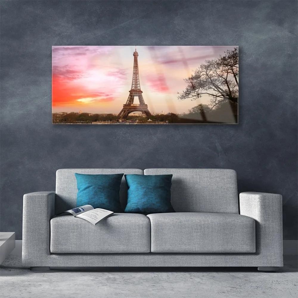 akrylový obraz Eiffelova Věž Architektura 125x50 cm