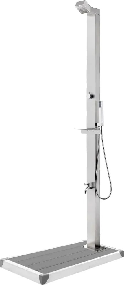 Zahradní sprcha s šedou základnou 225 cm nerezová ocel 3070782