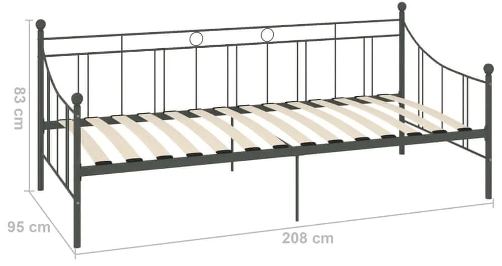 Petromila Rám denní postele šedý kov 90 x 200 cm