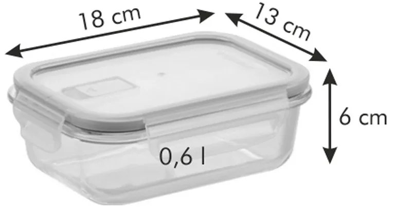 Dóza FRESHBOX GLASS 0,6 l, obdélníková