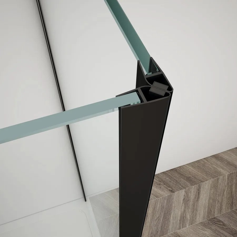 Gelco Trinity Black čtvercový sprchový kout 80 x 80 x 200 cm otevírací levá černá sklo čiré GT5680-80CL-B
