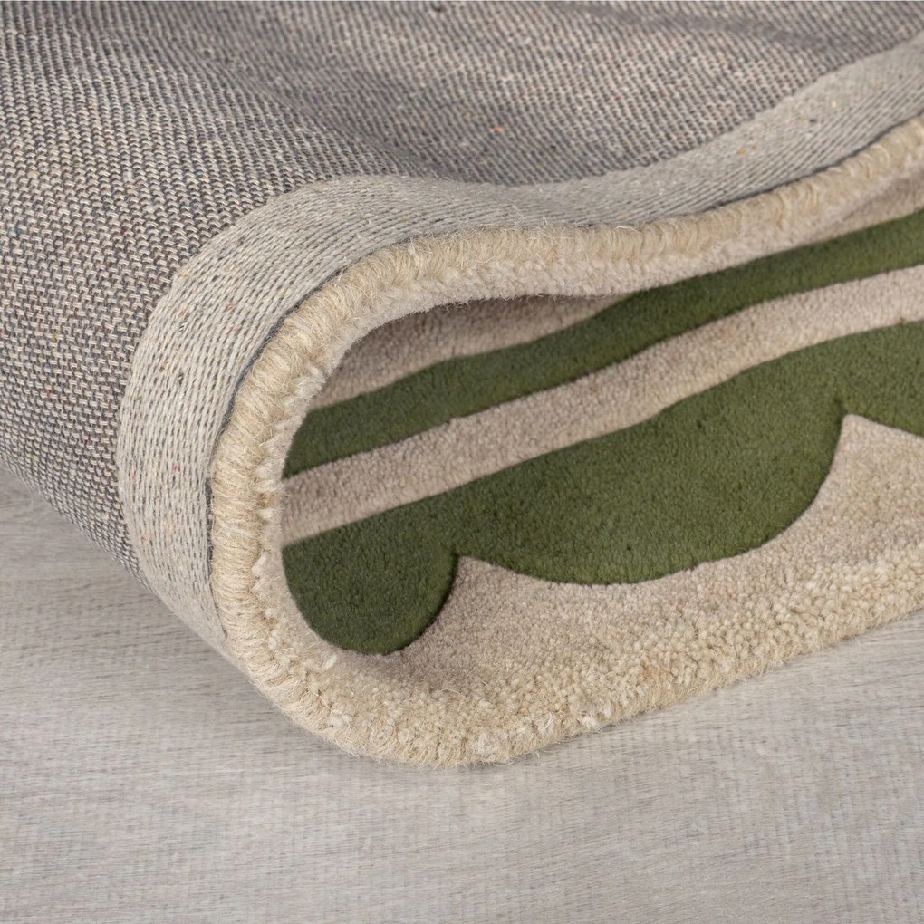 Flair Rugs, Ručně všívaný kusový koberec Lois Scallop Green, 120x170, zelená, chodba / předsíň