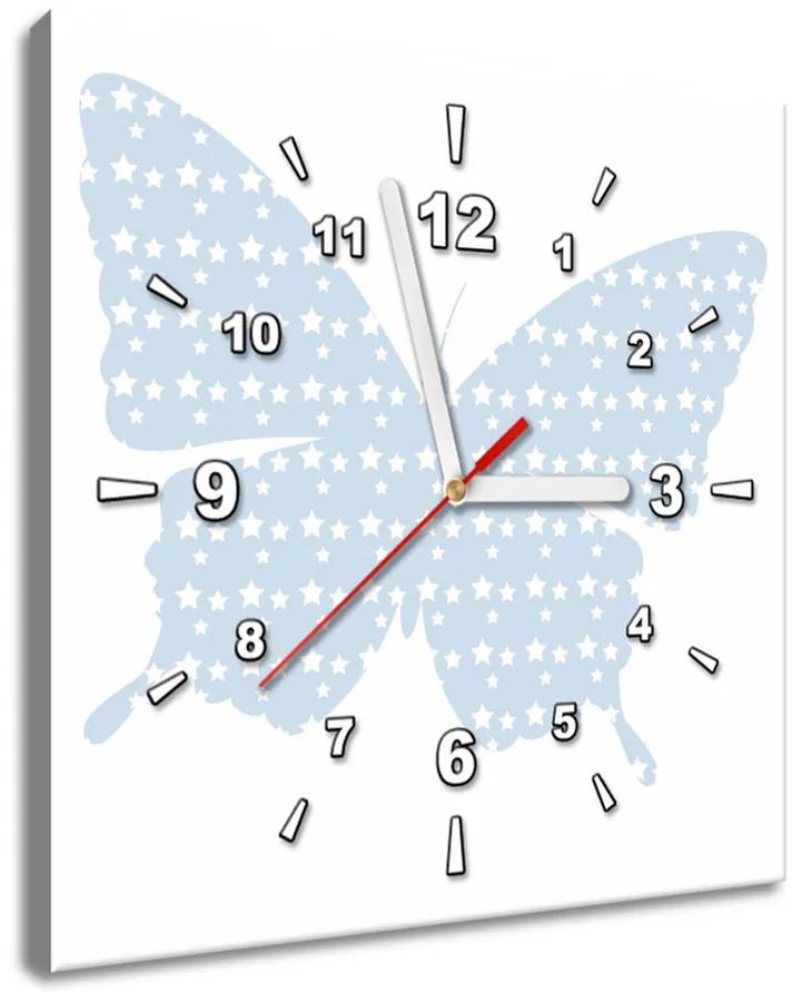 Gario Obraz s hodinami Modrý motýlek Rozměry: 30 x 30 cm