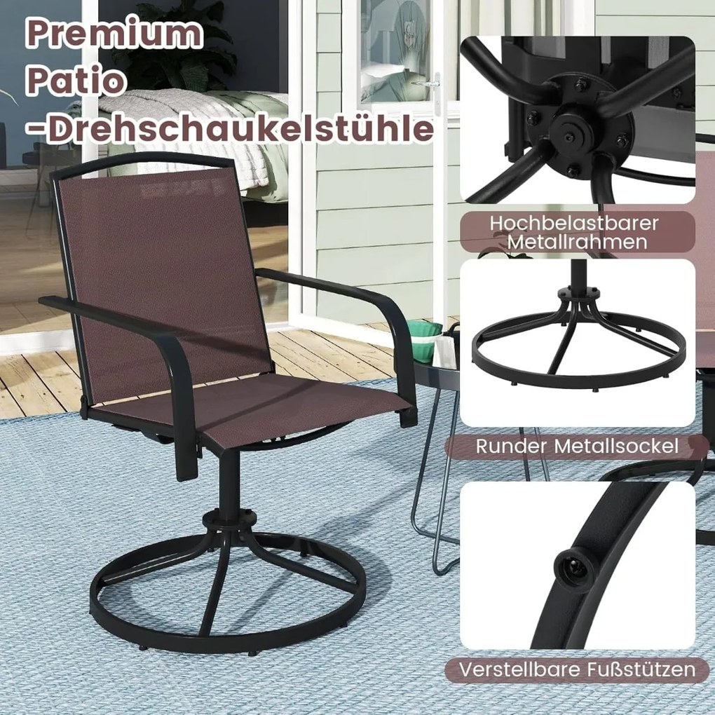 Costway Sada 2 360° otočných zahradních židlí s rychleschnoucími látkovými