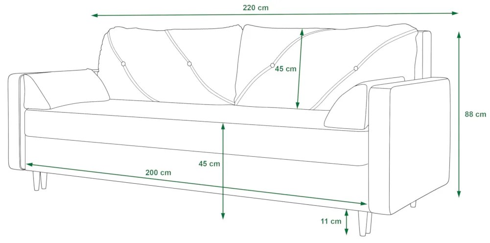 Expedo Pohovka MASTRA, 220x88x85, itaka 10