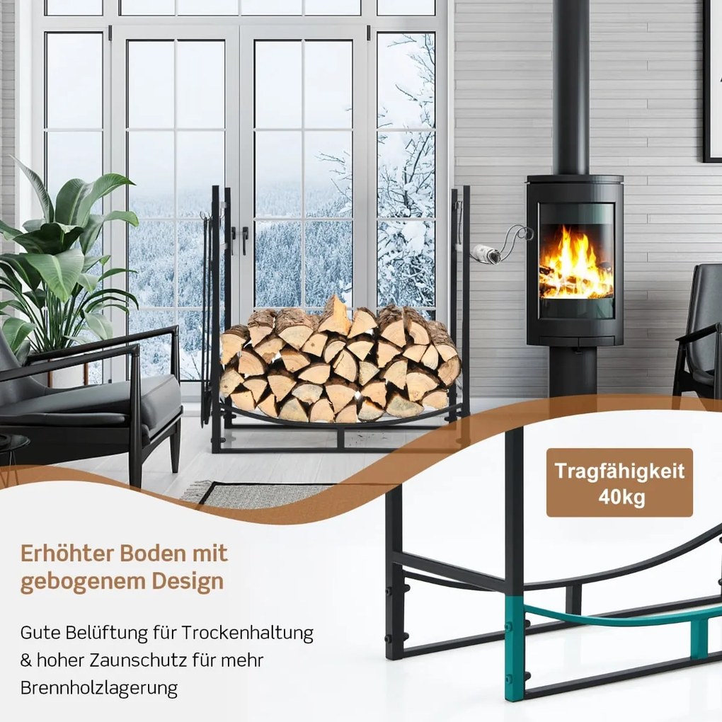 Costway Heavy Duty kovový stojan na palivové dříví a sada nářadí Držák