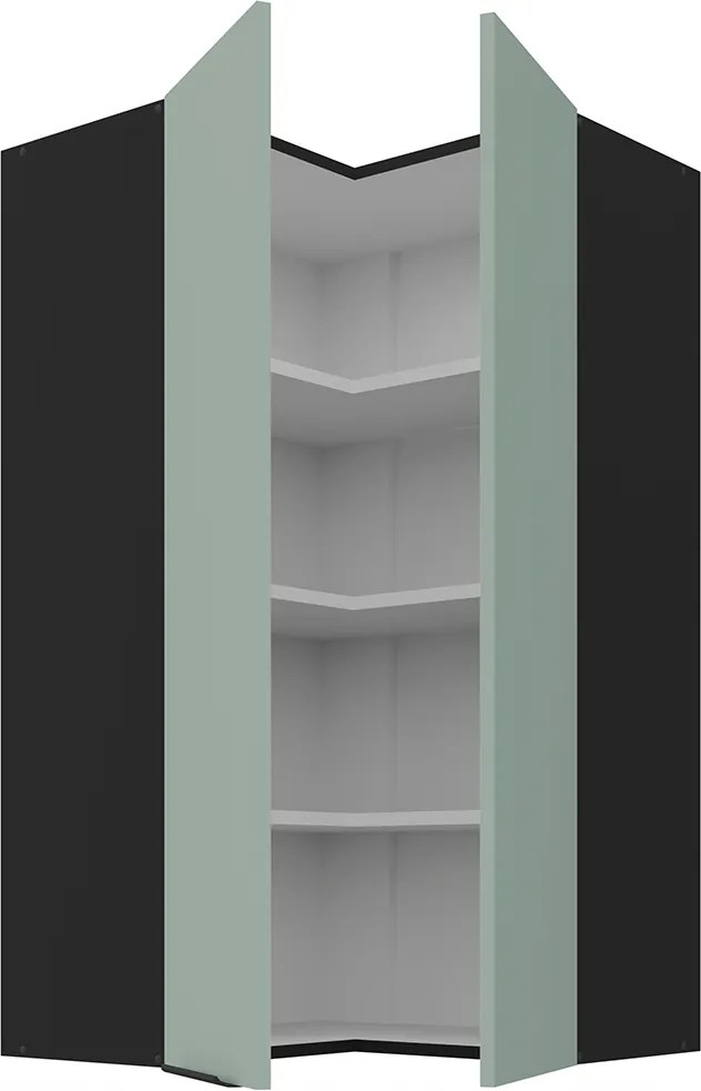 ARIA sc | horní kuchyňská skříňka 60x60 GN-108 2F (90°) rohová s policemi | EXTRA VYSOKÁ | 60x60 cm | černá/aquamarine