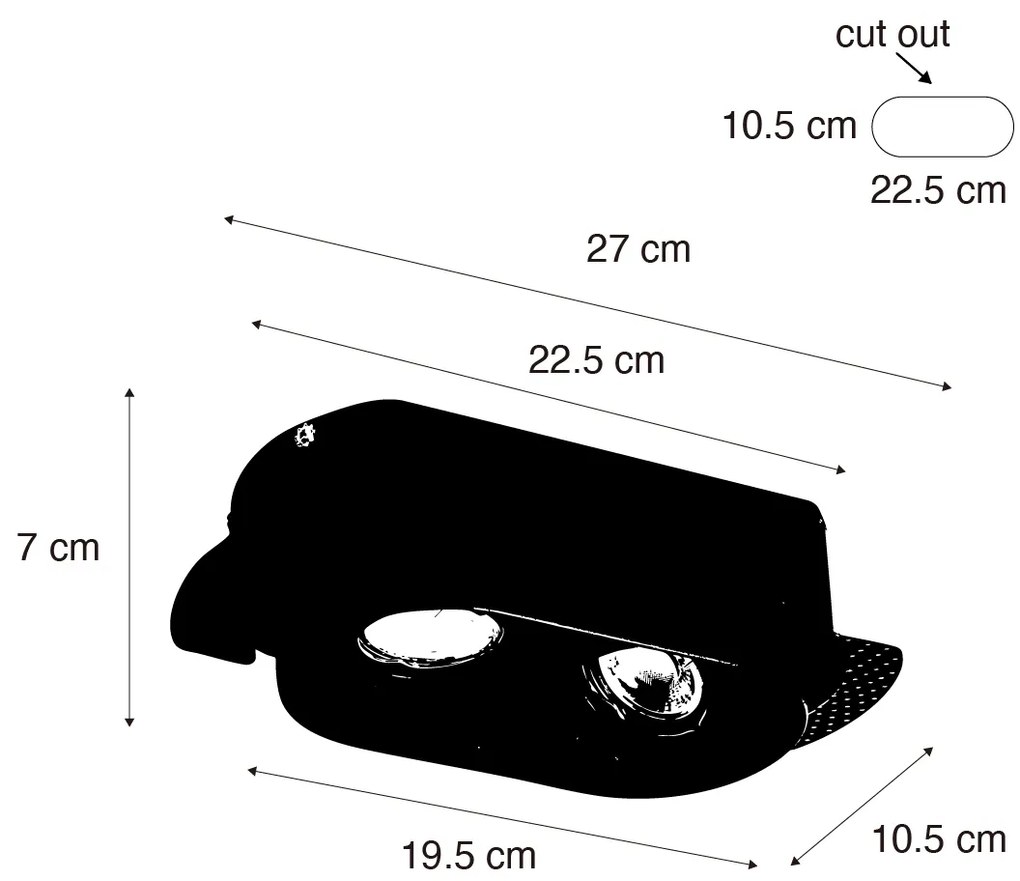 Zakulacené zapuštěné bodové svítidlo černé GU10 50 mm 2-světlo - Hubs