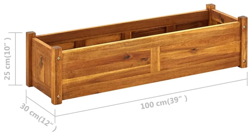 Vyvýšený záhon akáciové dřevo 100 x 30 x 25 cm - Default Title