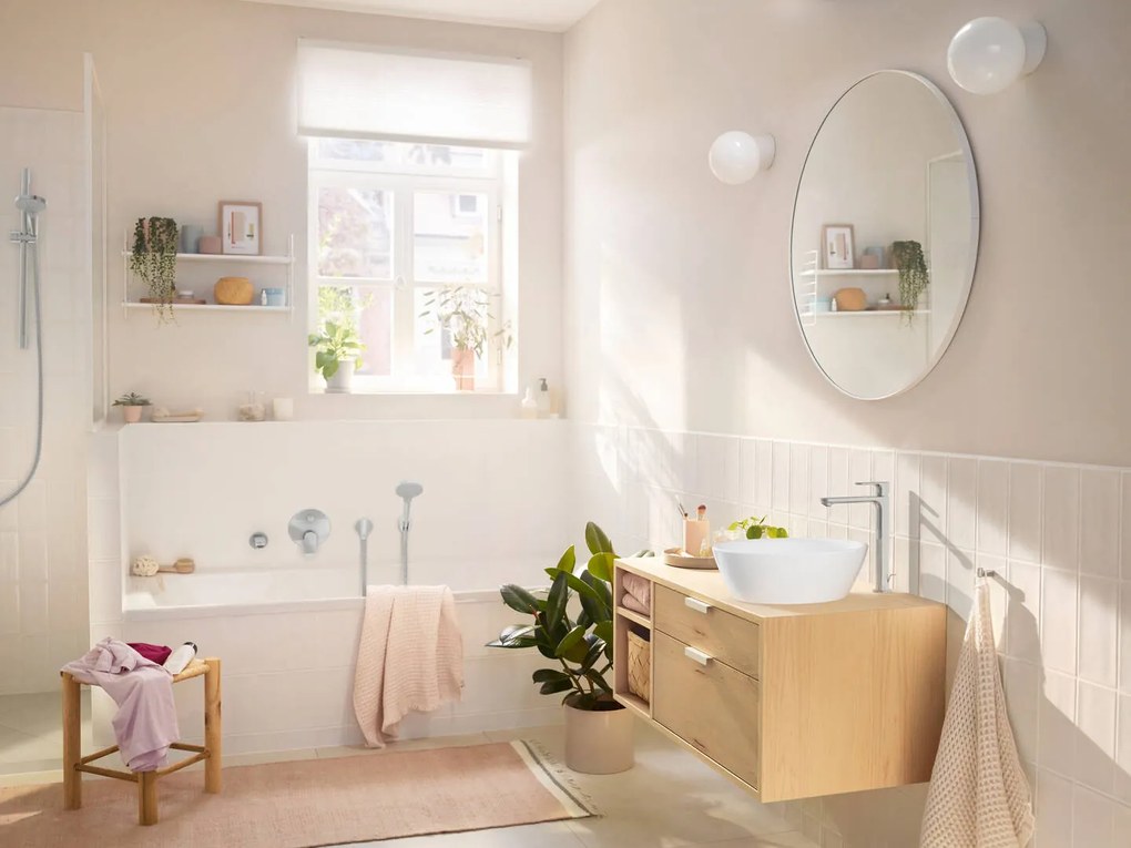 Hansgrohe Rebris S, vysoká umyvadlová baterie 240 s odtokovou soupravou s táhlem, CoolStart, chromová, 72580000